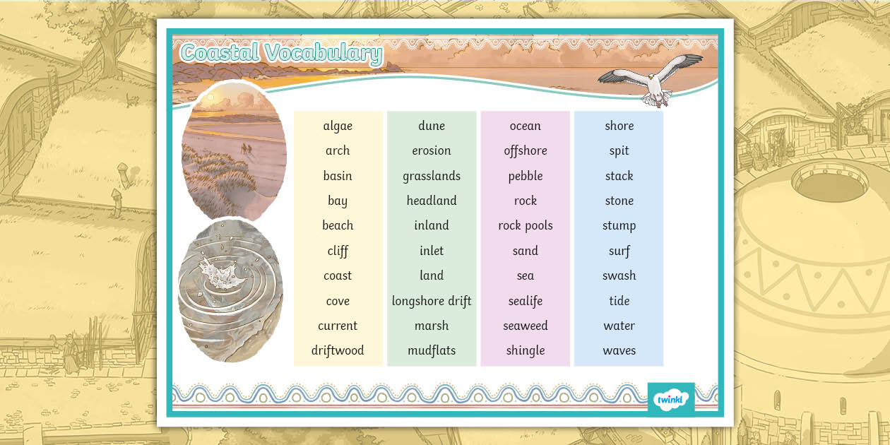KS2 Coastal Vocabulary Word Mat | Twinkl Originals - Twinkl